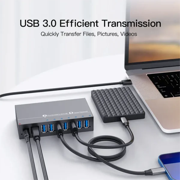 7-Port USB3 HUB for USB3 Active Optical Cable-AOCFiberlink